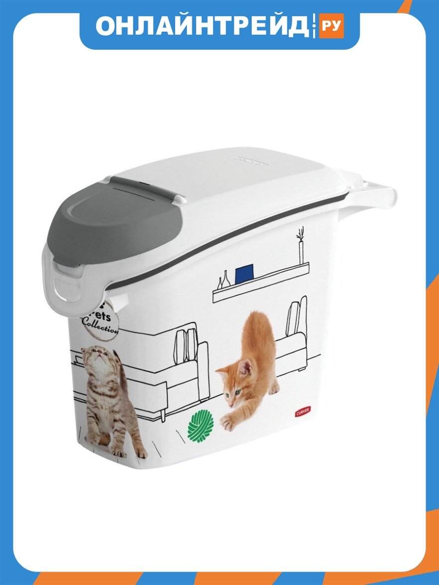 Контейнер для корма Curver Pets Friends 254863 герметичный с дозатором, 15 литров