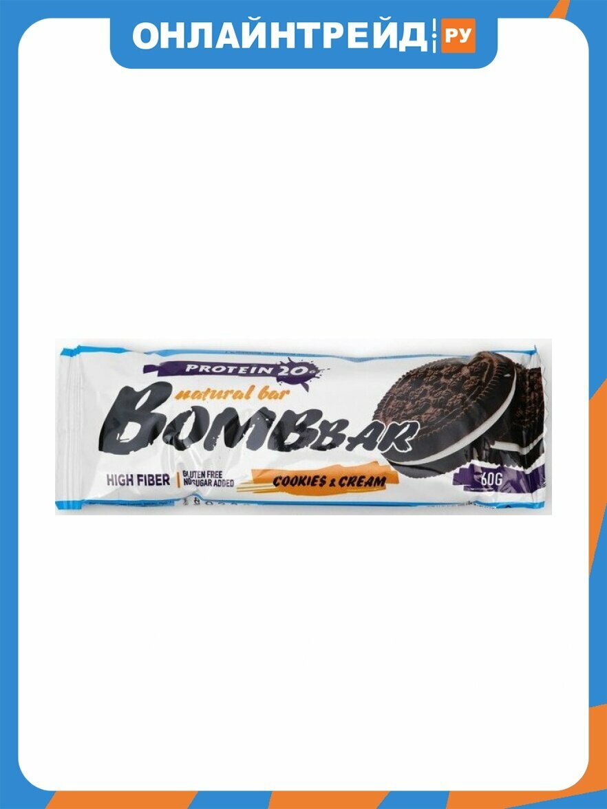 Протеиновый батончик Bombbar со вкусом печенье с кремом 60г