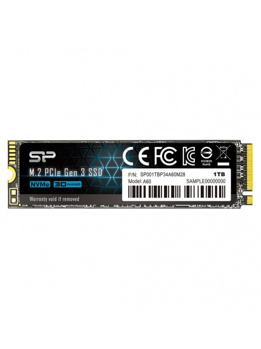 SSD диск Silicon Power SiliconPower P34A60, 1000Gb, M.2 2280. PCI-E x4 (SP001TBP34A60M28)