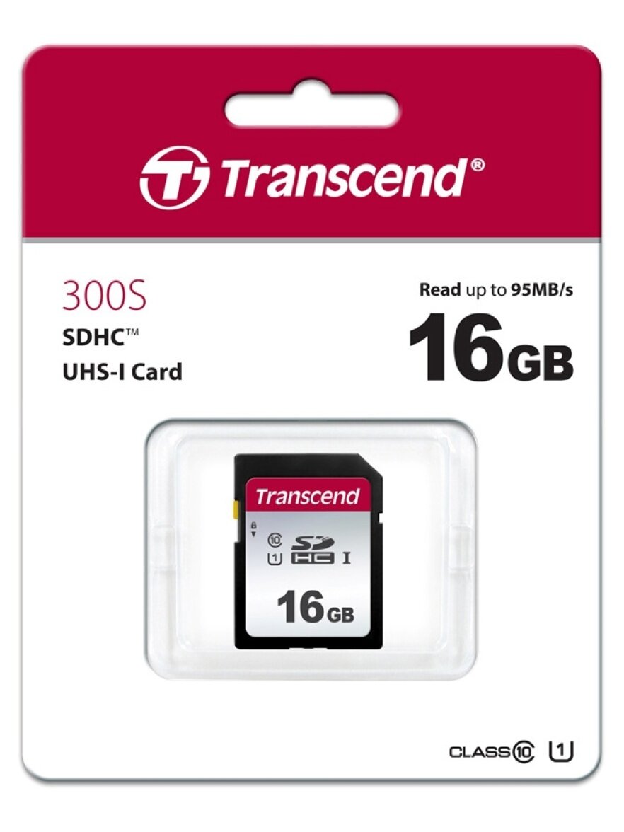 Карта памяти Transcend 300S 16Gb SDHC UHS-I U1 (95/10 MB/s)