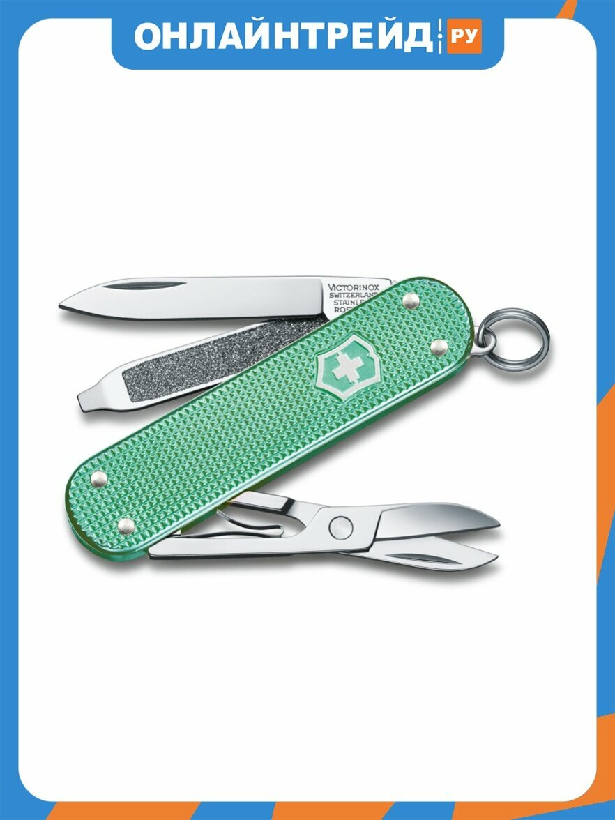 Нож-брелок Victorinox Classic SD Alox Colors Minty Mint, 58 мм, 5 функций, мятный
