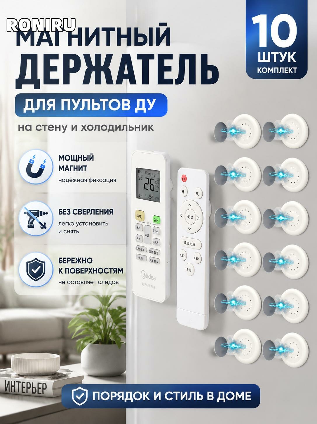 Магнитный держатель для пульта ДУ на стену и холодильник — удобное крепление для пульта, порядок и стиль в доме