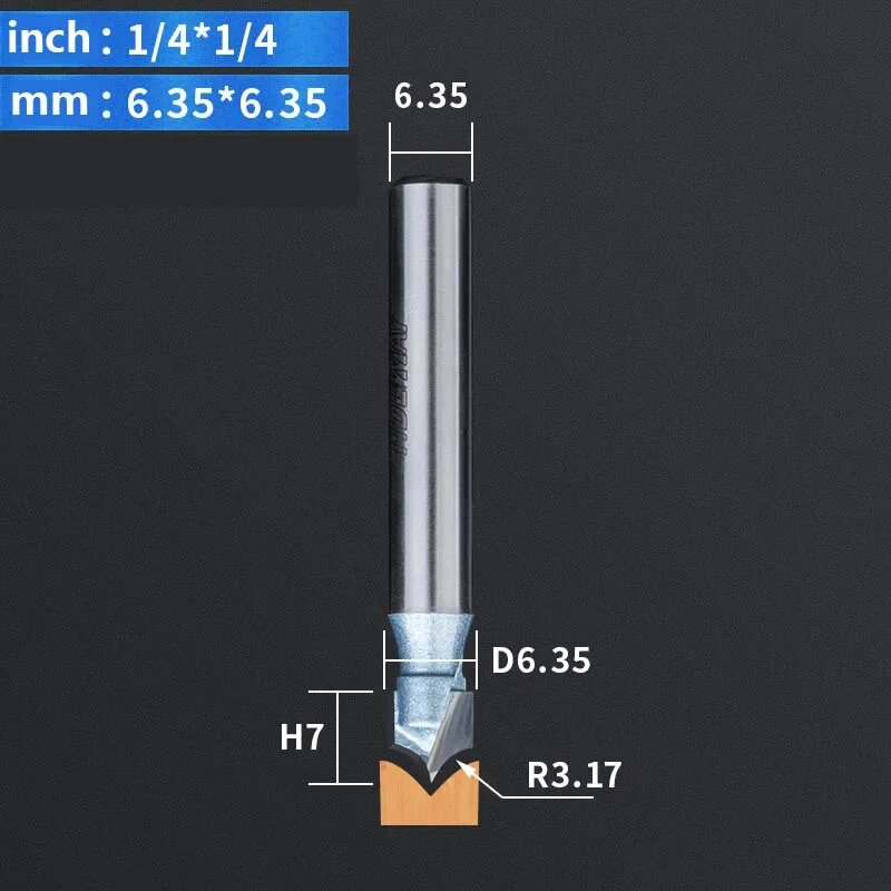 Vsharp концевая фреза 1/4*1/4, D6.35, R3.17, H7, J00401