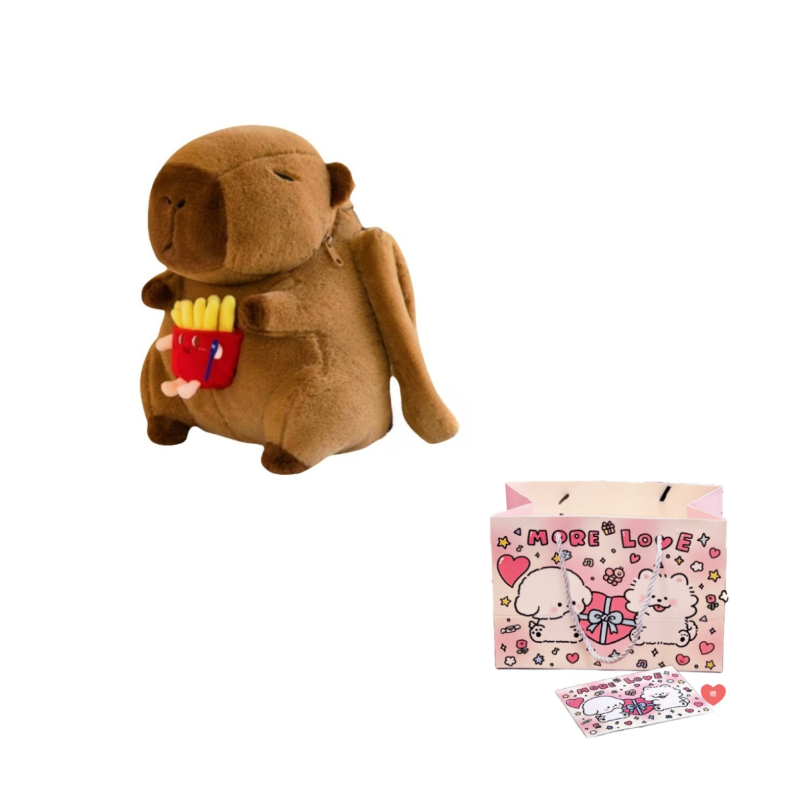 Плюшевая кукла-рюкзак унисекс AIQING CAOZHILIANWANJU Capybara Backpack[French Fries Style], 32CM EU