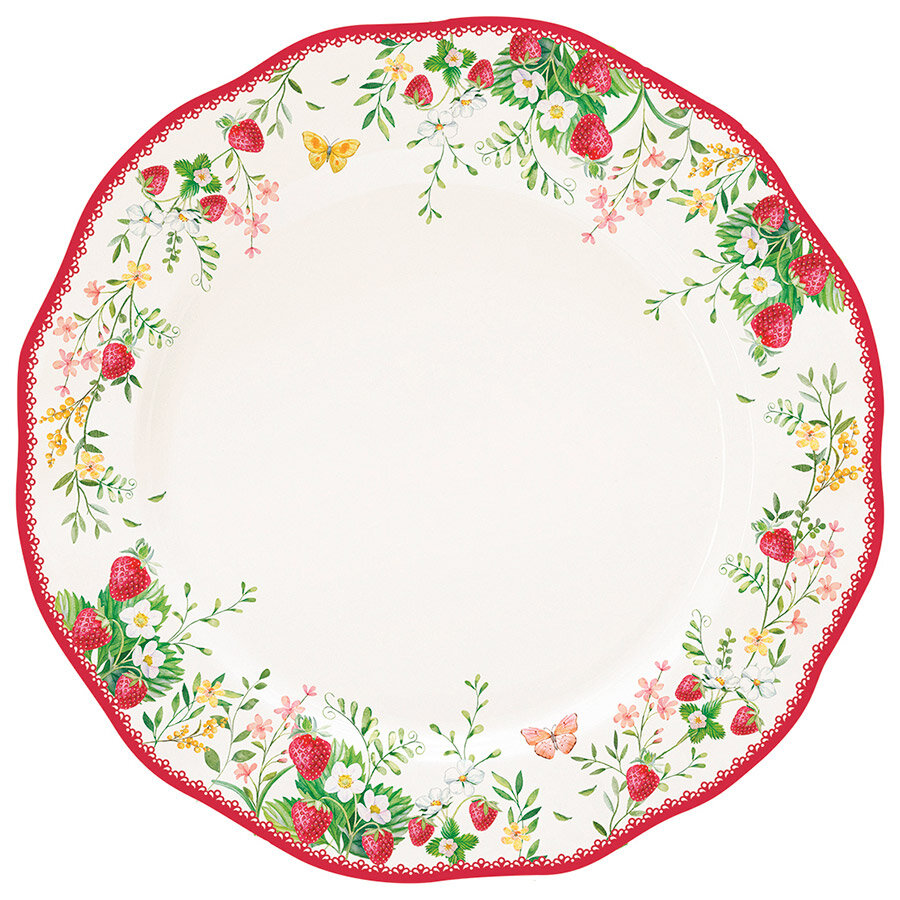 Тарелка обеденная Jardin Des Fraises D28 см большая фарфоровая Easy Life R3400/JARF