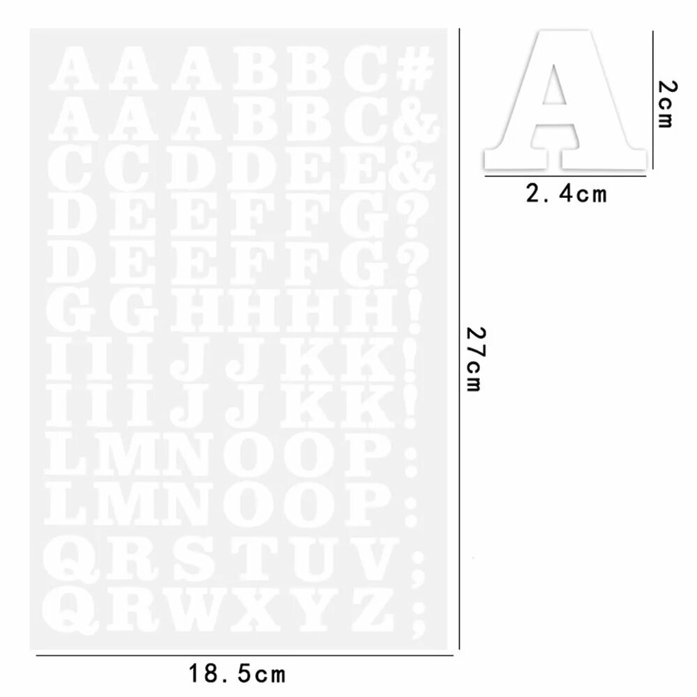 Термотрансферная пленка с алфавитом, белая 2x2.4см