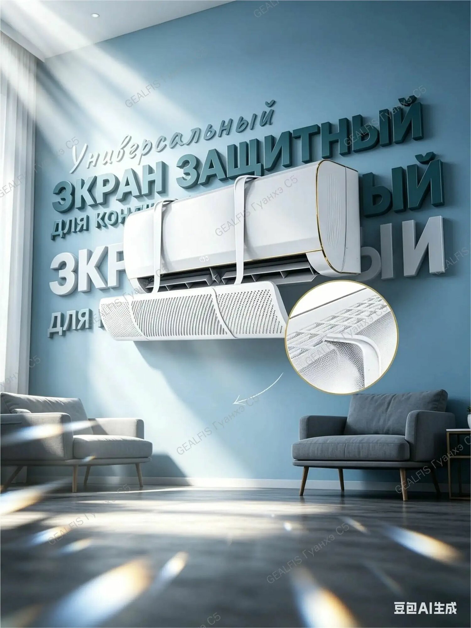 Защитный экран для кондиционера 58 - 95 см регулируемый универсальный , отражатель , рассеивающий экран
