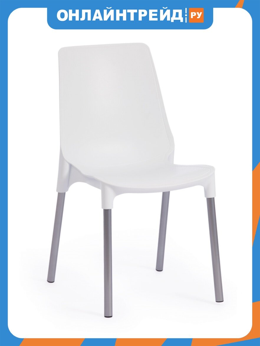 Стул Tetchair GENIUS (mod 75) / 1 шт. в упаковке металл/пластик, 46x56x84cм, белый/ножки хром