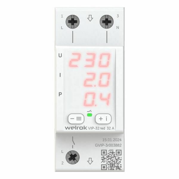 Реле напряжения Welrok VIP-32 red