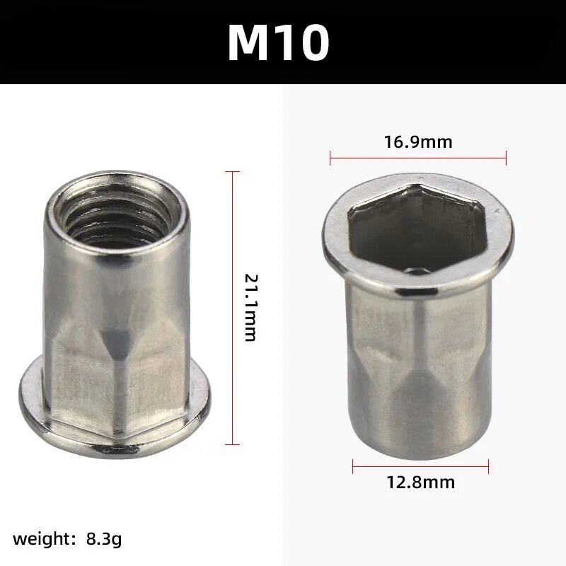 HIFESON Гайка Шестигранная Плоская M10, 20 шт, 166 г