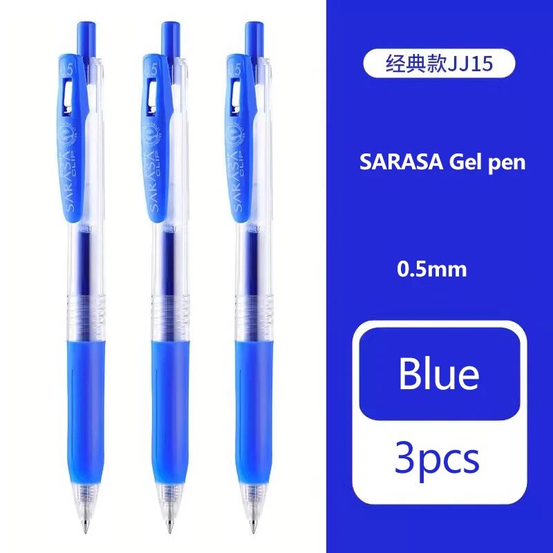 Гелевые ручки ZEBRA SARASA JJ15 0,5 мм красные, синие, черные 3pcs Blue