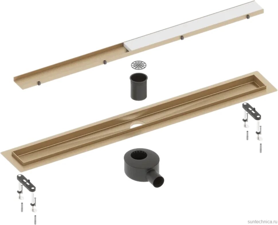 Душевой трап (лоток) Timo Drain Systems DS230206/17 600 двусторонняя панель plate под плитку, золото матовое