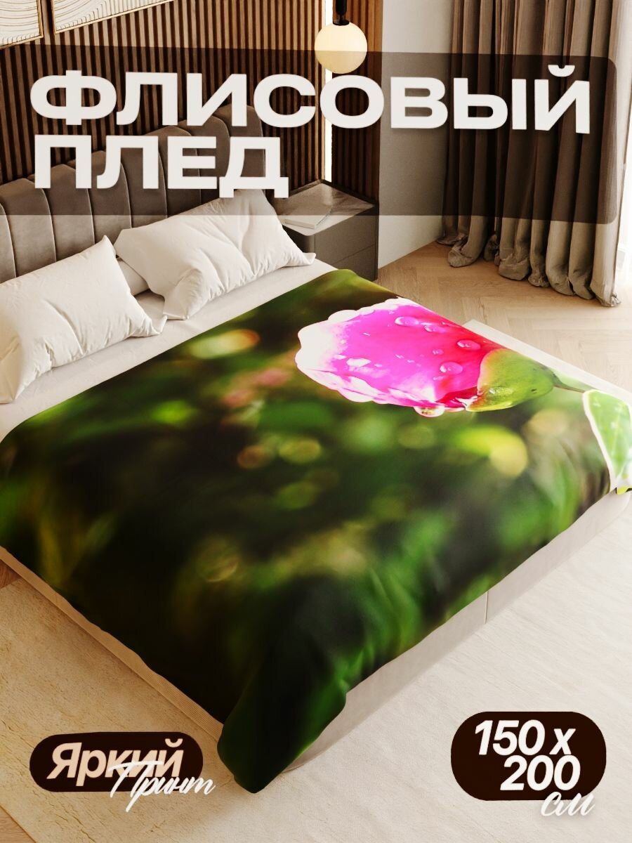 Плед флисовый 150х200 см мягкий теплый покрывало для дома