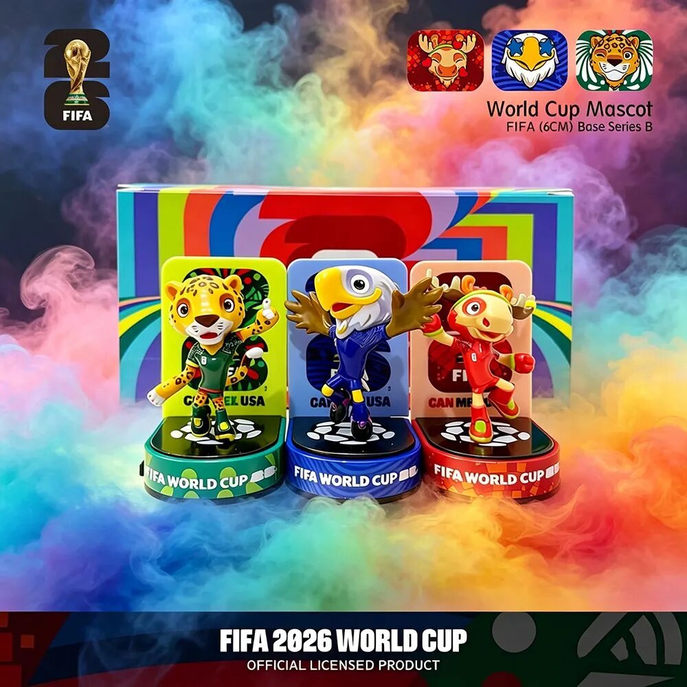 Официально лицензированный набор талисманов ЧМ FIFA 2026 3 штуки мини фигурки Maple Zayu Clutch размер 6 см коллекционные футбольные сувениры