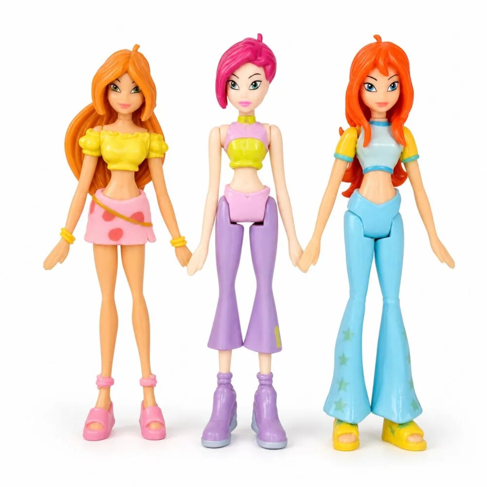 Набор мини-кукол Winx Club Stella, Tecna, Bloom, 3 шт, пластиковые фигурки