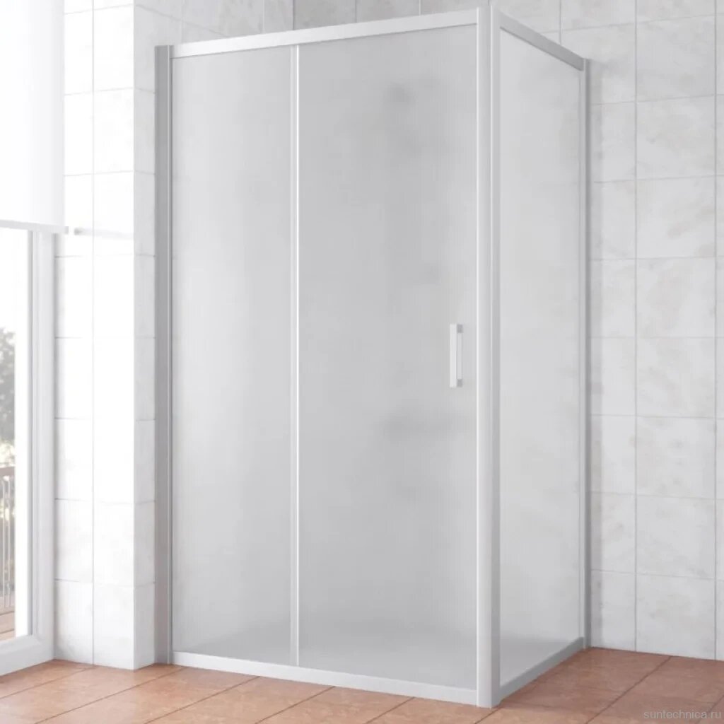 Душевой уголок Vegas Glass ZP+ZPV NOVO 140*80 07 10 профиль матовый хром, стекло сатин