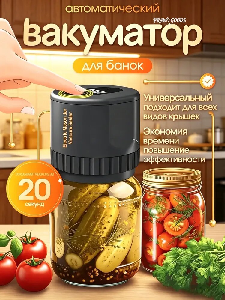 Закаточная машинка, для банок, электрическая, автомат, черная