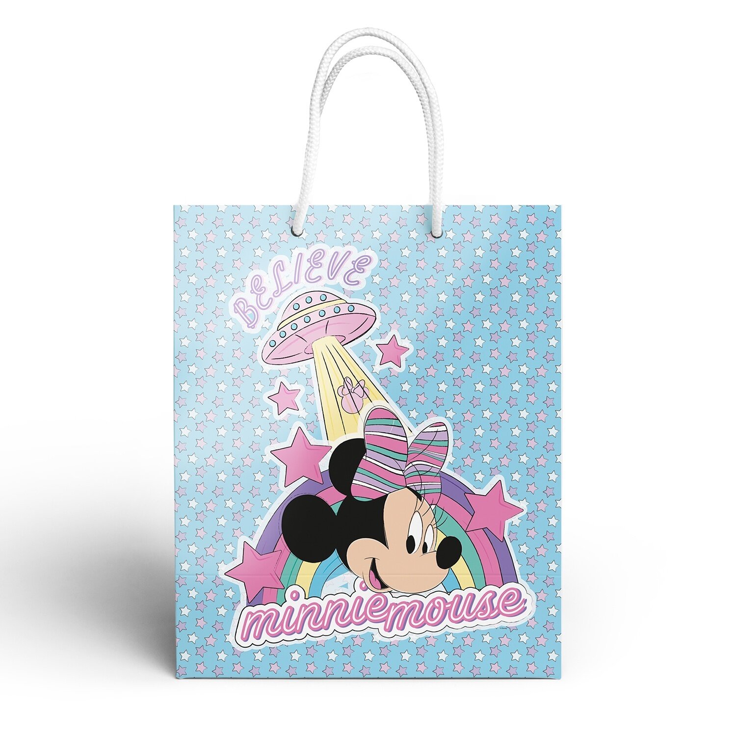 Пакет подарочный ND Play Minnie Mouse, большой, Минни с единорогом, голубой, 330х455х100 мм (299949)