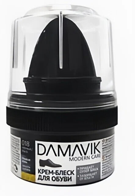 Крем-блеск для обуви Damavik Черный, с губкой, пластиковая банка, 50 мл (9306-018)