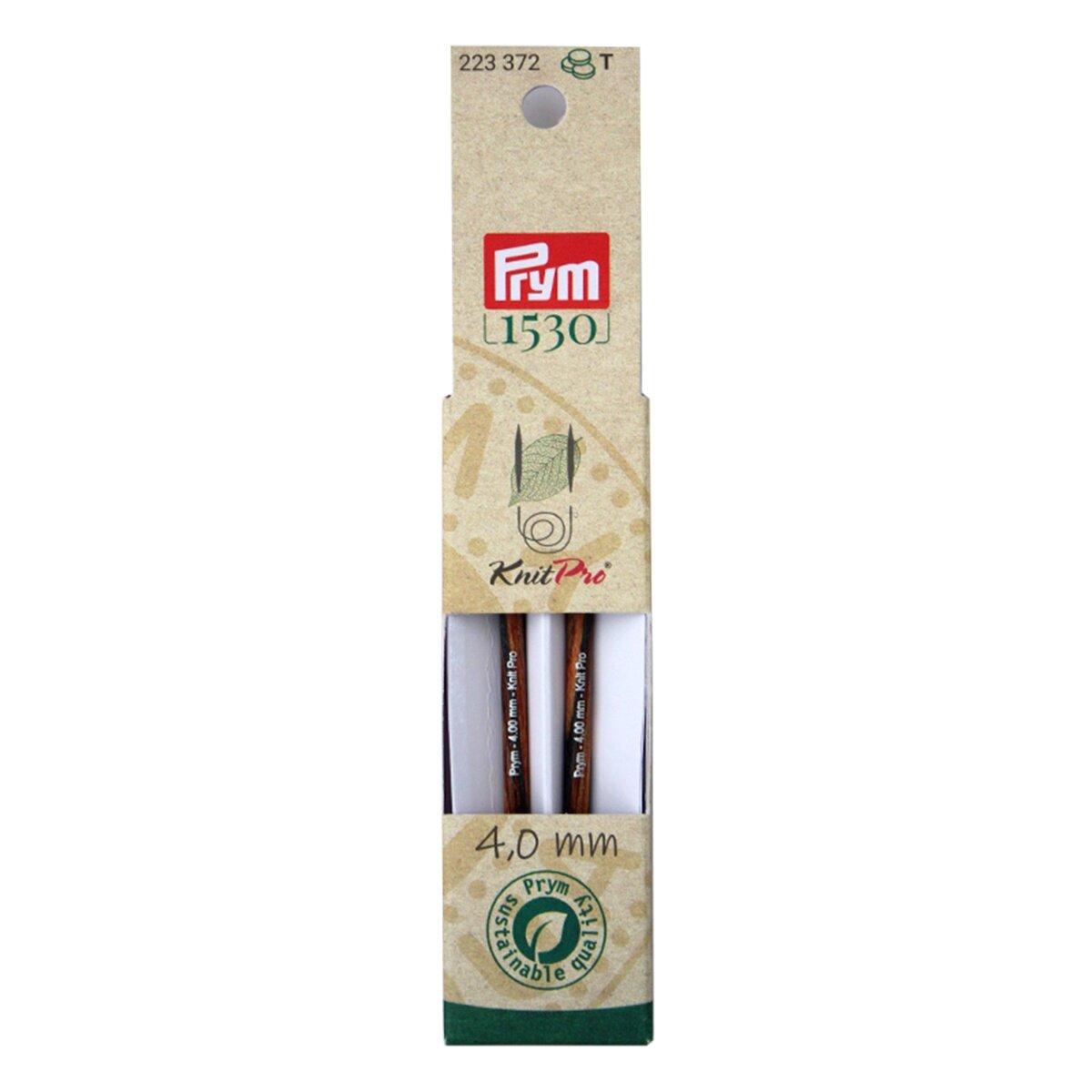 Спицы PRYM "Natural", съемные, короткие, береза, диаметр 4 мм, 8,7 см, 2 шт (223372)