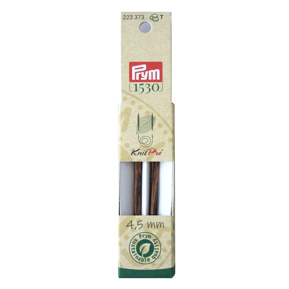 Спицы PRYM съемные короткие, "Natural" береза, диаметр 4,5 мм, 8,7 см, 2 шт (223373)