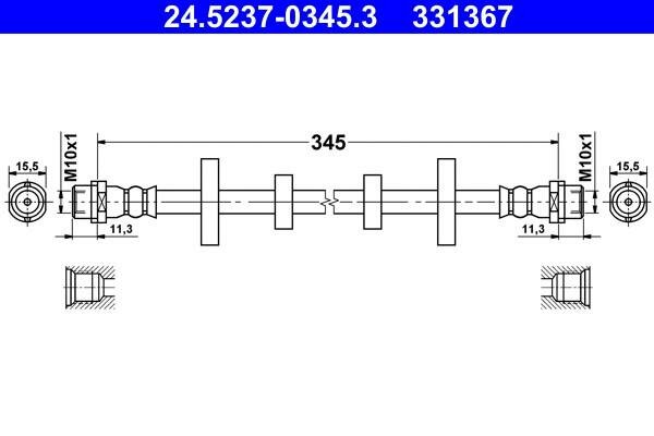 Шланг тормозной ATE 24-5237-0345-3 передний 370 мм Volkswagen T4 07х90