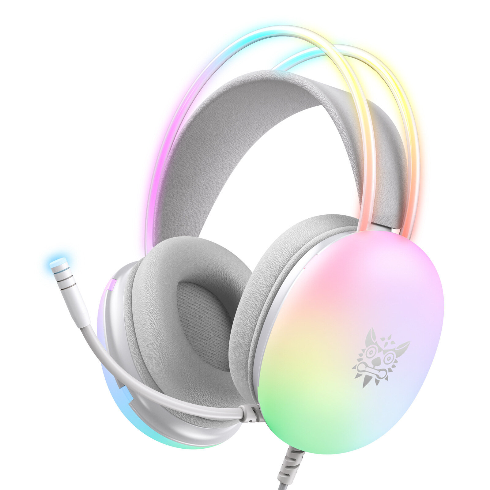 ONIKUMA X25 RGB Gaming Headset с накладными наушниками для ПК и консолей - Матовый белый