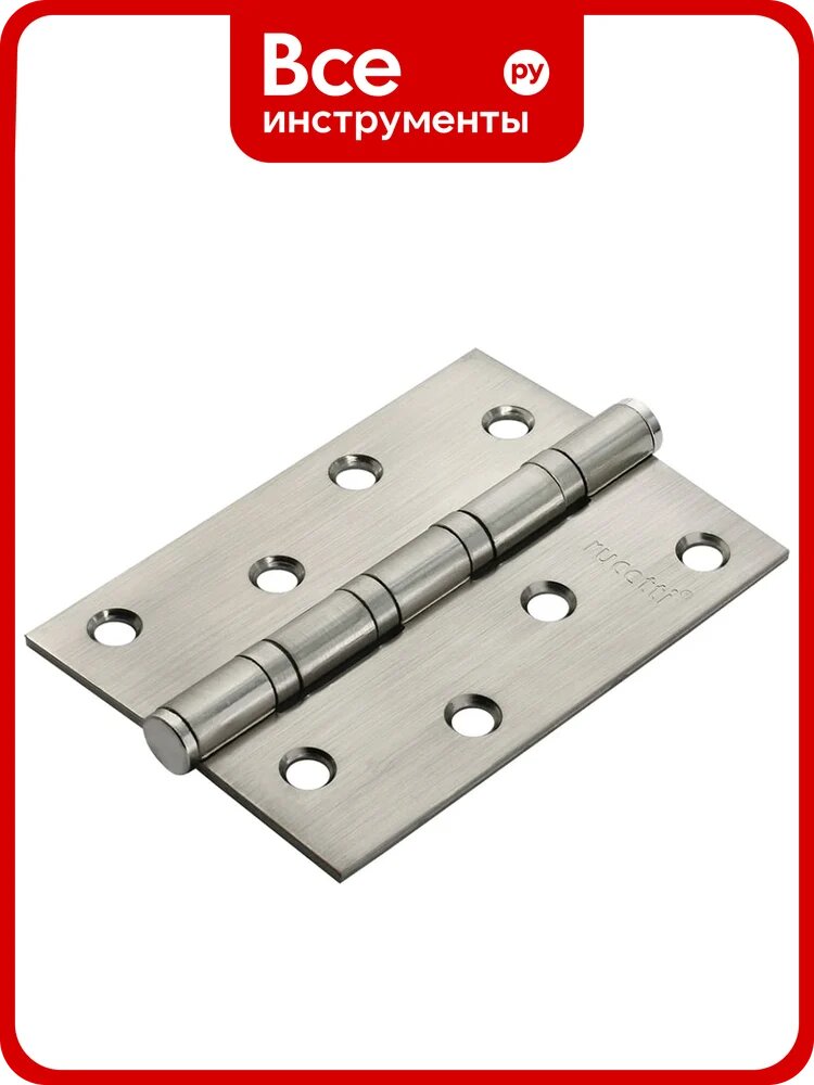 Стальная петля RUCETTI RS 100X70X2.5-4BB SN белый никель, врезная установка, универсальное открывание, карточный тип