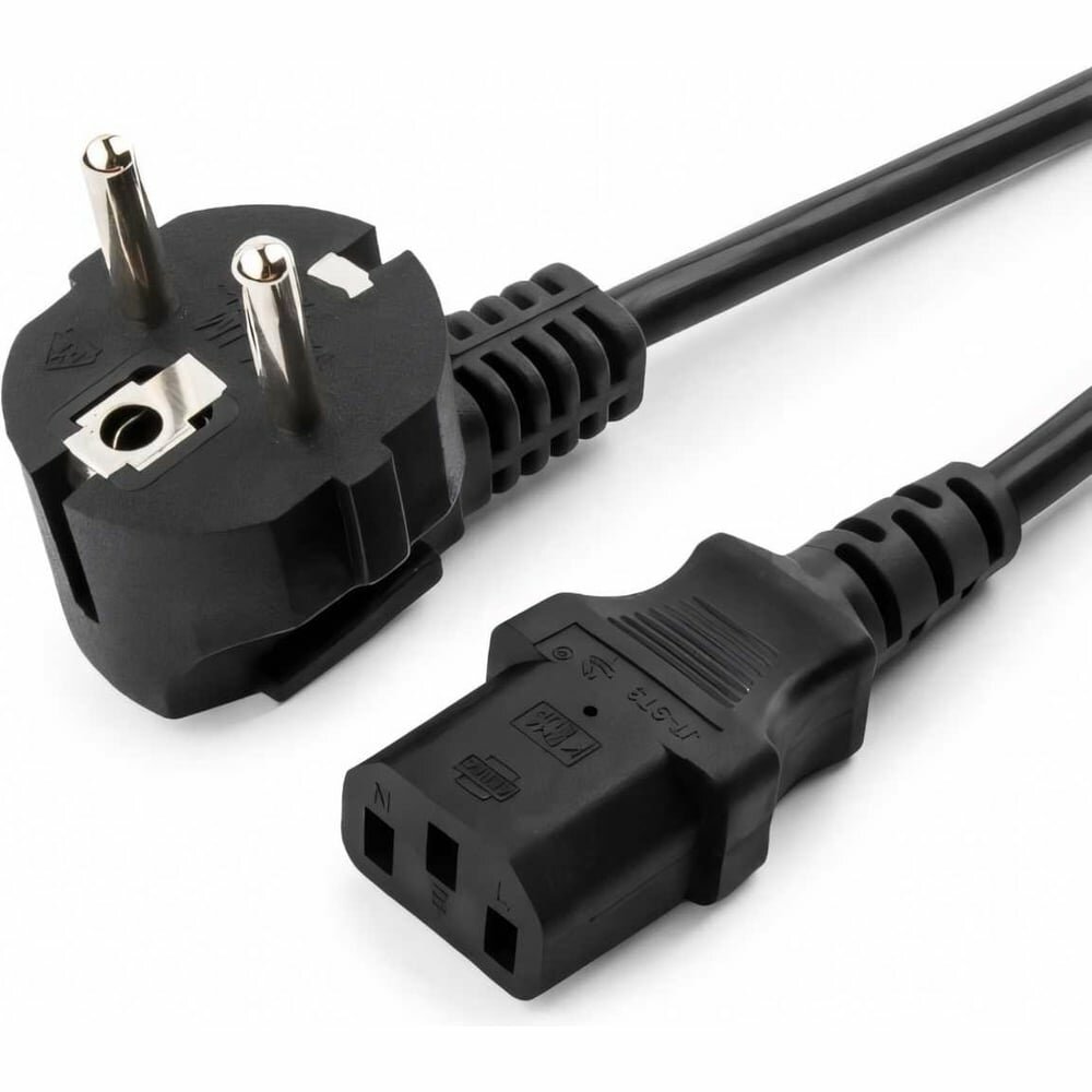 Кабель питания Cablexpert Schuko-C13, VDE, 3х0.75мм2, 10А, с заземлением, 10м, черный, пакет PC-186-VDE-10M — фото 1