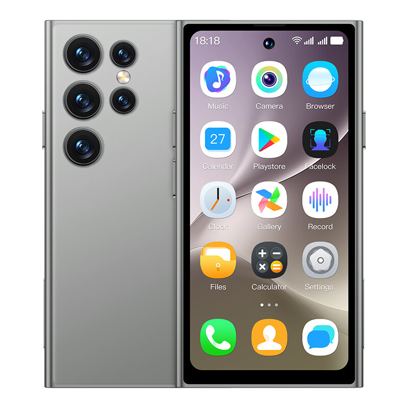 ONEMYTH Смартфон ONEMYTH S25 Pro 4.0" Мини-смартфон 2гб RAM 16гб ROM Android10.0 Разблокировка для распознавания лиц 2000mAh 3G Маленький мобильный телефон Global 2/16 ГБ, Nano-SIM, серый металлик