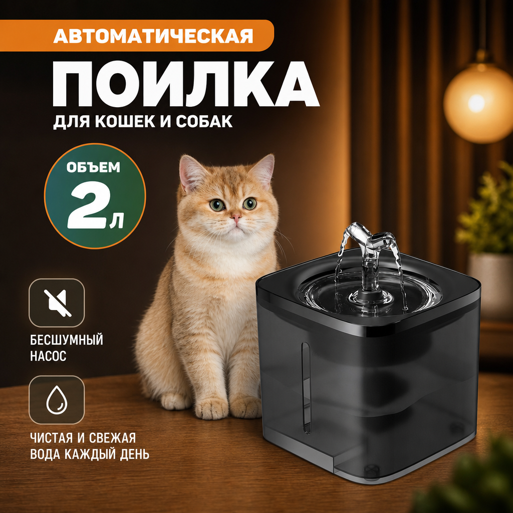 Сменный фильтр для автоматической поилки, тихая работа, циркуляция воды