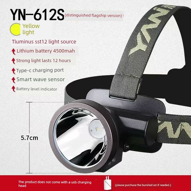 Налобный фонарь Yani 612S с мощным светом, перезаряжаемый, сверхяркий, сверхлегкий, компактный, с долговечной литиевой