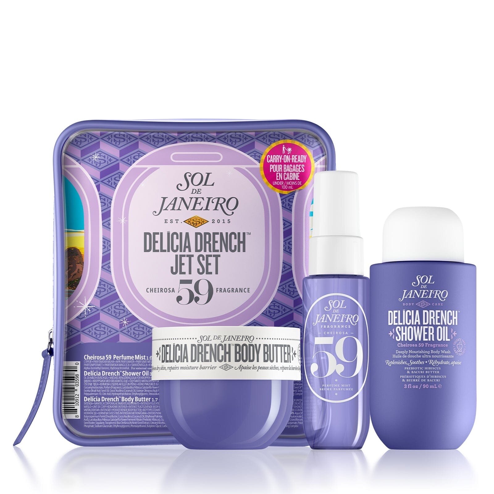 Подарочный набор для тела Sol de Janeiro Delicia Drench Jet Set: масло-баттер, масло для душа и спрей-мист Cheirosa 59
