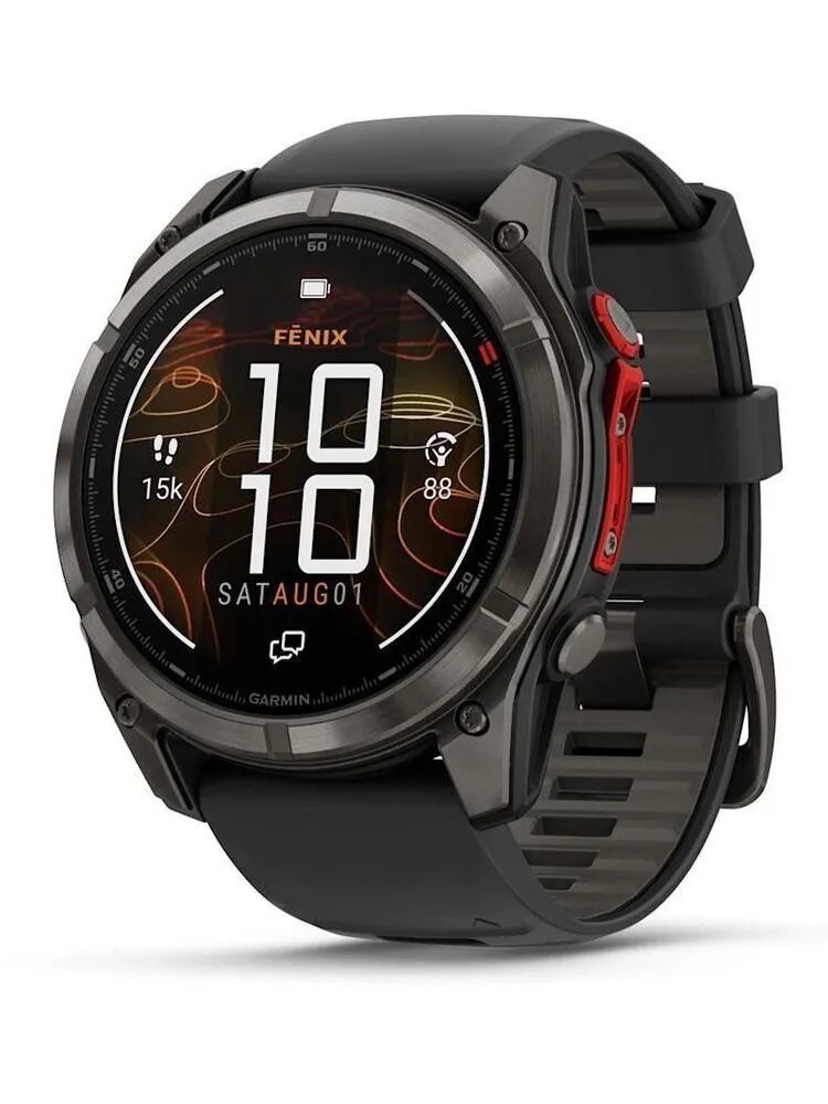 Смарт-часы Garmin Fenix 8 Pro 51 mm Microled Sapphire Lens Carbon Grey DLC Titanium With Black/Pebble Gray Silicone 010-03380-01