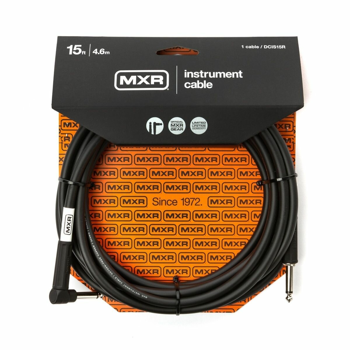 Кабель инструментальный, Dunlop DCIS15R MXR, 4.5м, черный (прямой угловой)