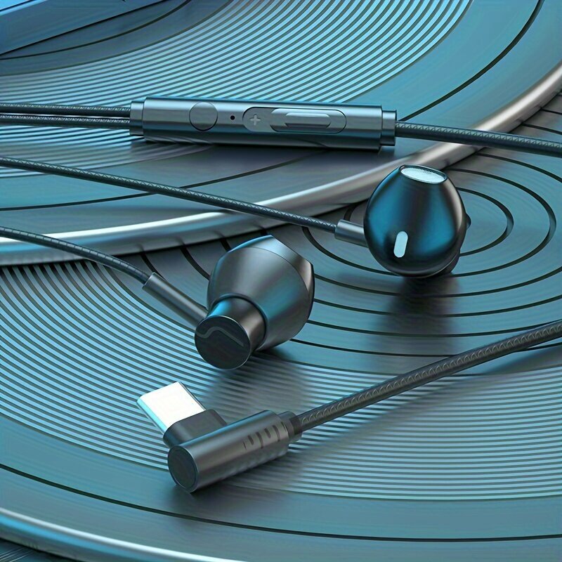 Проводные наушники-полувкладыши с микрофоном и пультом управления, Hi-Fi звук, басы, для спорта, бега, прыжков со скакалкой, совместимые с телефоном, компьютером, игры, стриминг, караоке, разъем Type-C цифровой декодирующий, черный