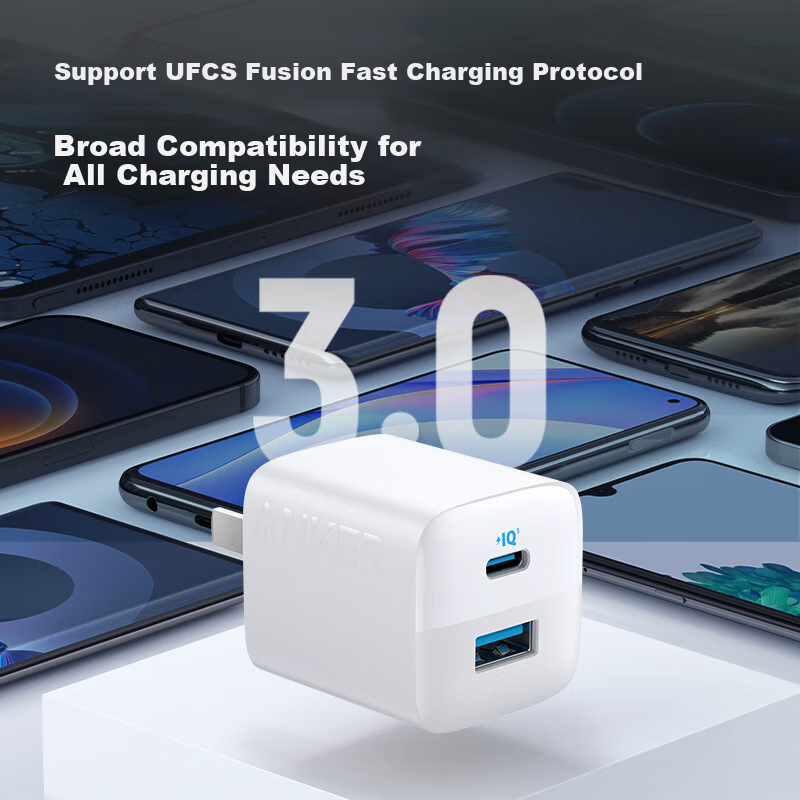 ANKER 33Вт двойной порт быстрая зарядка PD Type-C для iPhone 16 Pro Max/15, Huawei и Xiaomi Цвет：БелыйВерсия：Зарядное