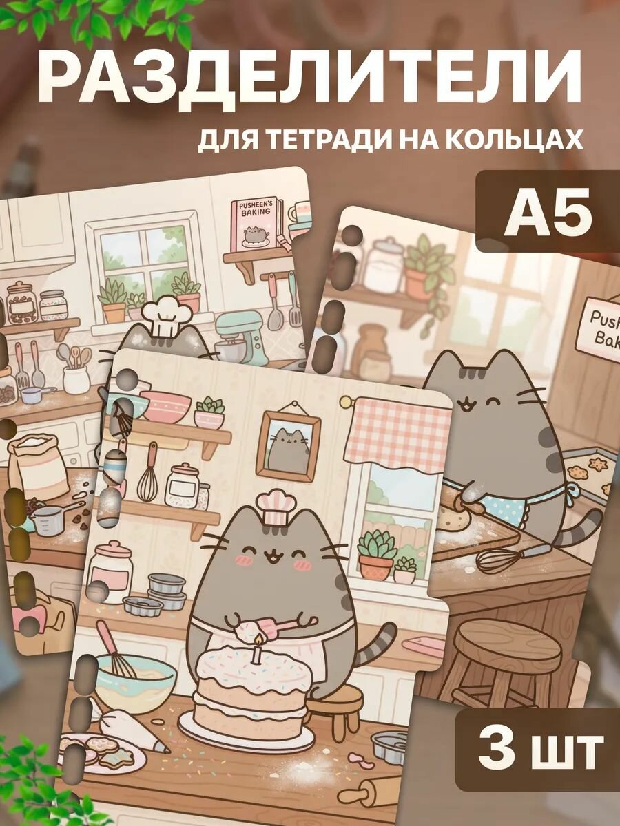 Разделители для тетради на кольцах А5 Пушин Pusheen