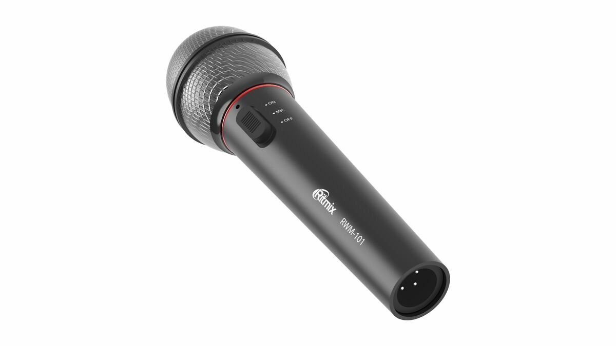 Вокальная радиосистема Ritmix RWM-101, микрофон беспроводной динамический, приём до 30 м, + кабель 5 м, чёрный