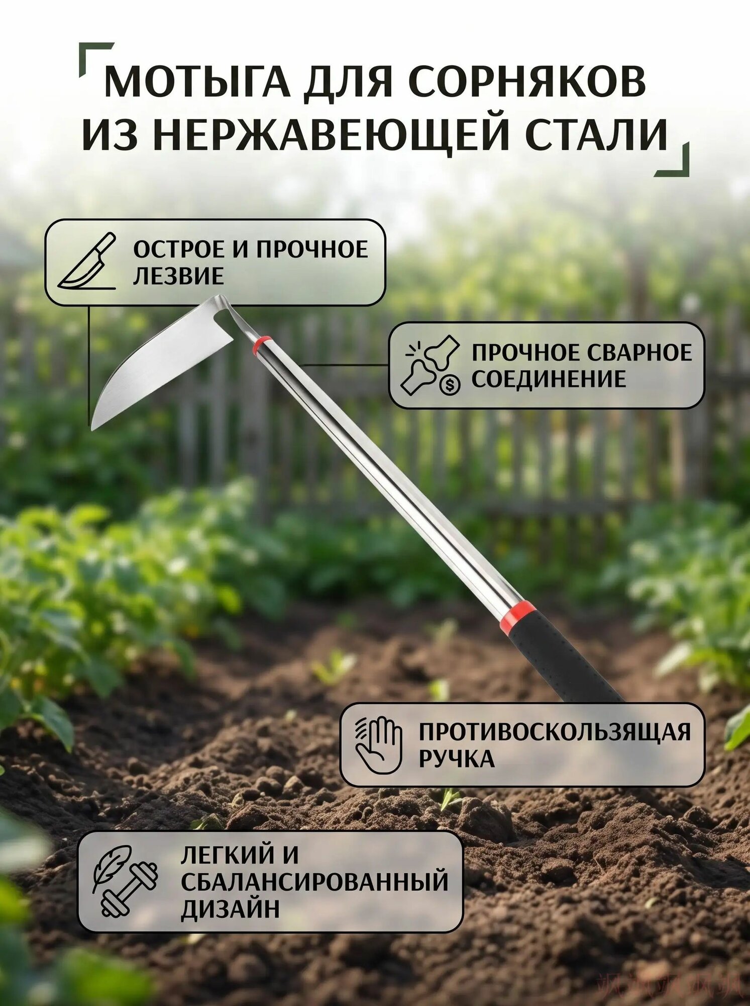 Тяпка, рукоятьНержавеющая сталь, 11.2 см