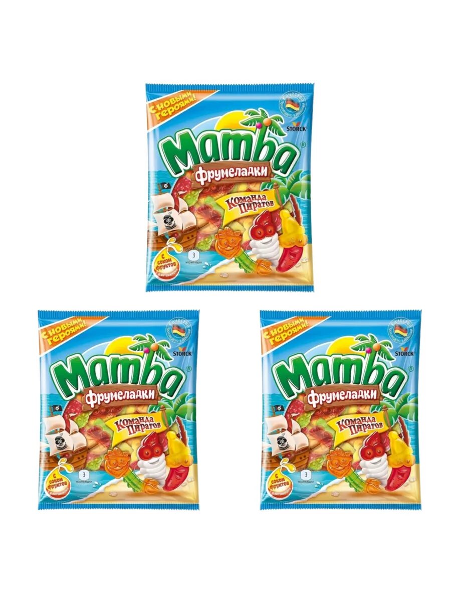 Mamba Мармелад жевательный команда пиратов, 3 шт по 70 г