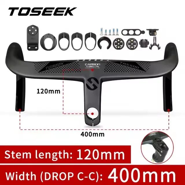 TOSEEK TR5500, карбоновый руль 400-120mm, черный