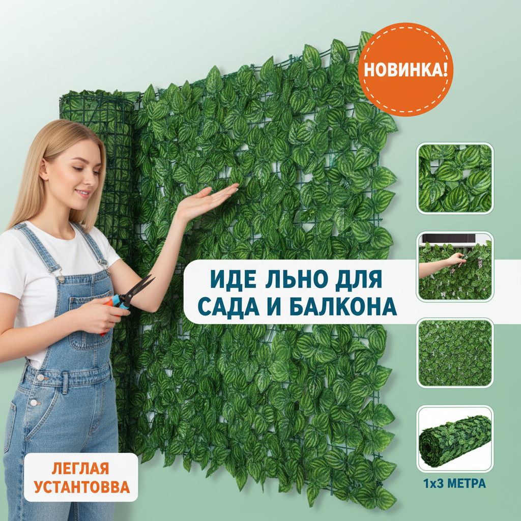Искусственный листовой забор для уединения, рулонная стена, ландшафтный дизайн