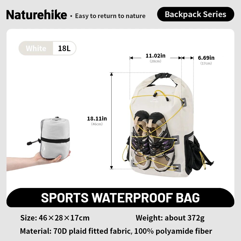 Рюкзак Naturehike 18л/25л для активного отдыха 18L White