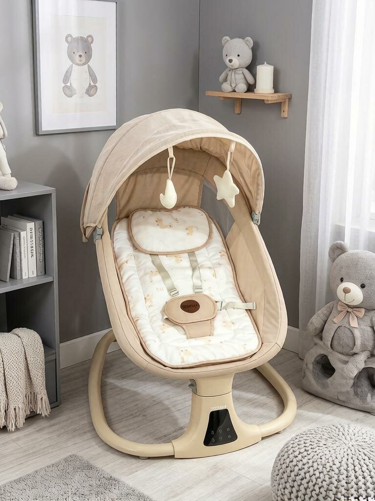 Электрокачель BREND LUXMOM ORIGINAL RS002, автоматическое укачивание, для новорожденных, хаки
