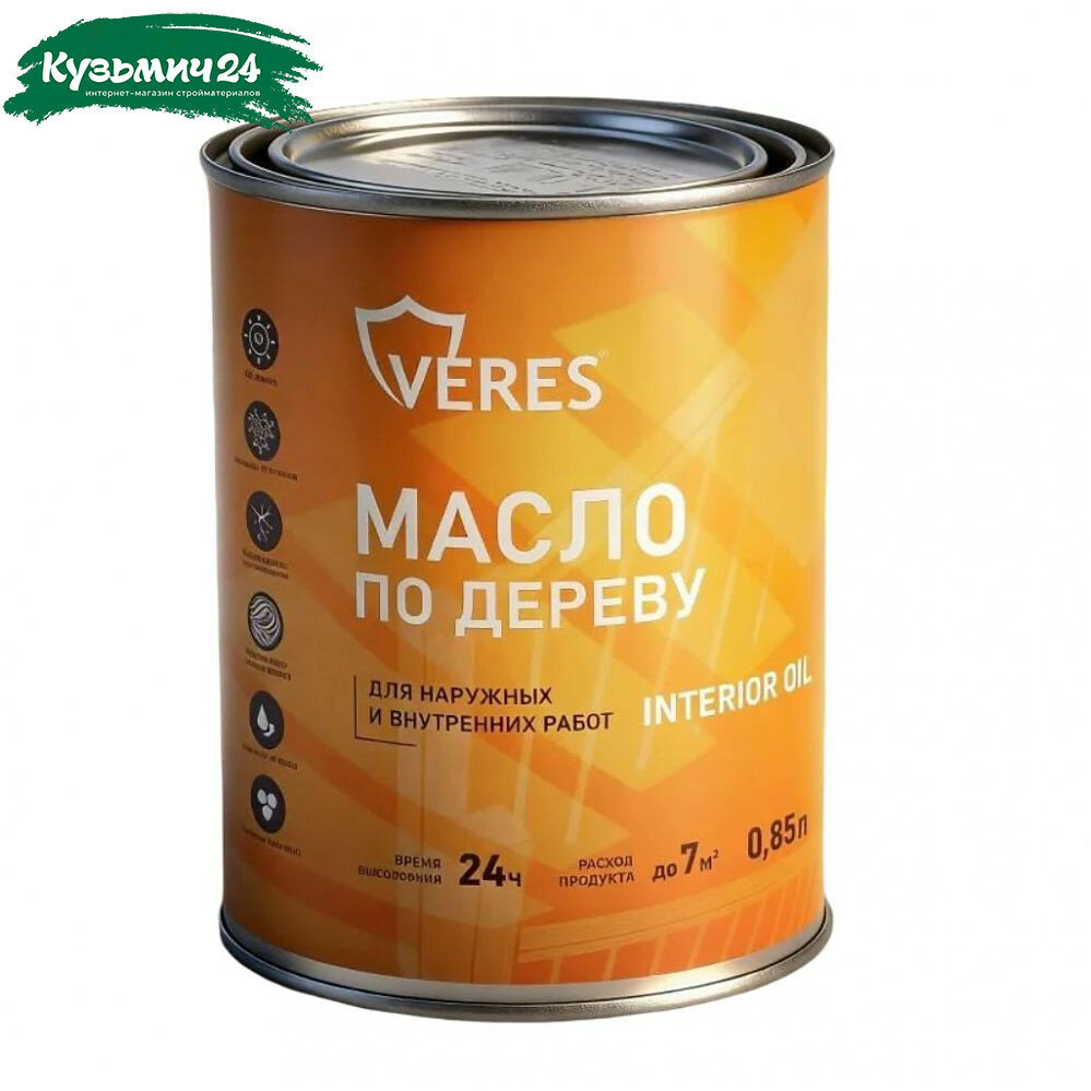 Масло по дереву Veres Interior oil для внутренних и наружных работ, Бесцветный, 0.85 л