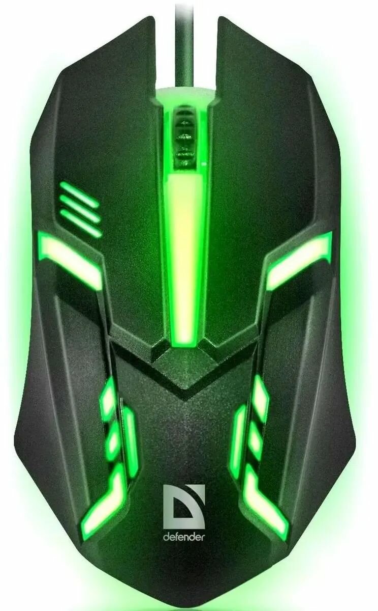 Мышь игровая проводная Defender Cyber MB-560L, оптическая, рифленое колесо прокрутки, USB, 3 кнопки,1200dpi, 3 кнопки, черная (52560)
