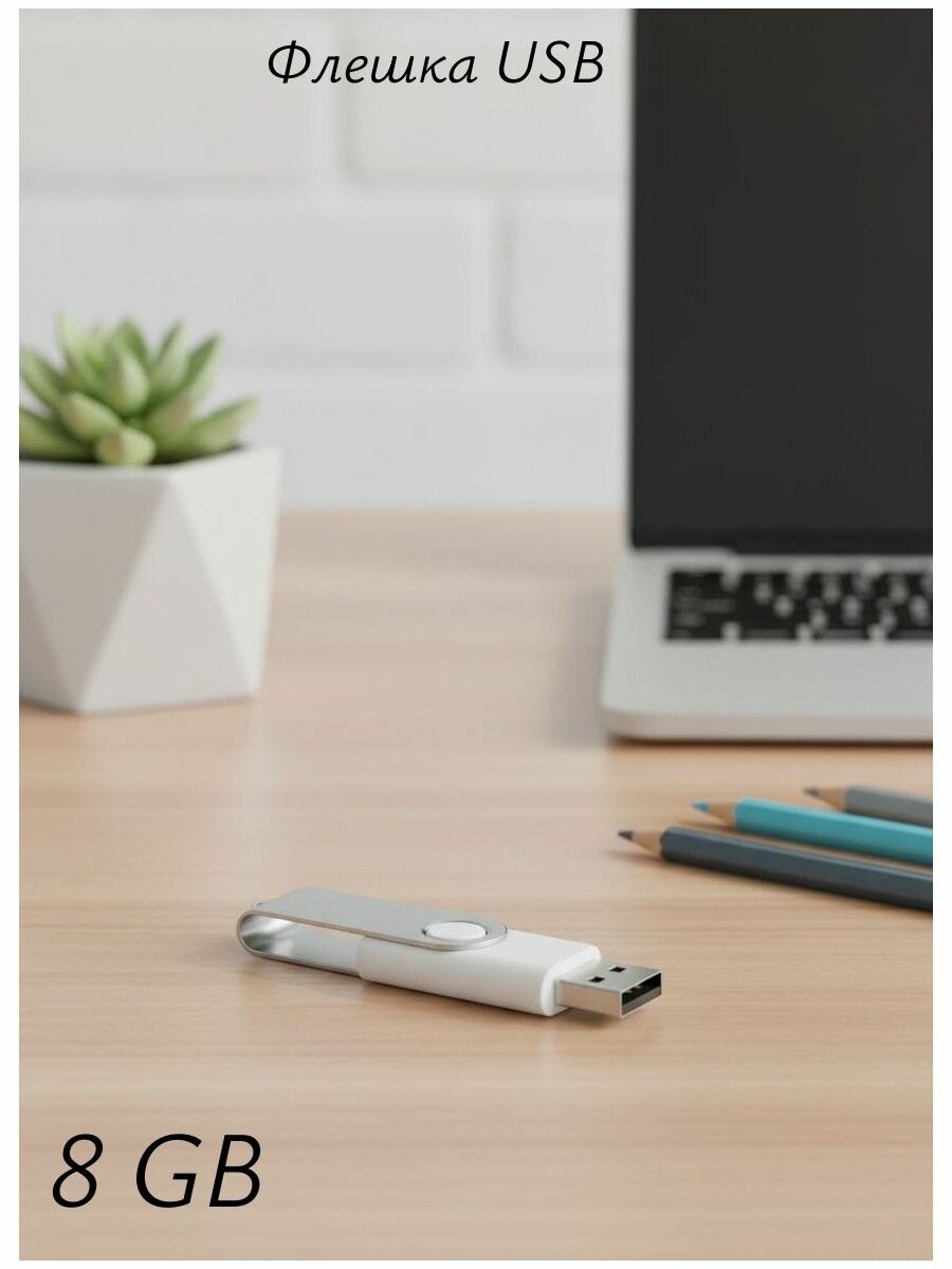 8 ГБ USB-флеш-накопитель, USB 2.0, Металл, белый