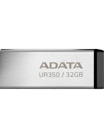 ADATA 32 ГБ USB-флеш-накопитель UR350 (UR350-32G-RSR/BK), USB 3.2, до 100 Мб/сек, Металл, серебро