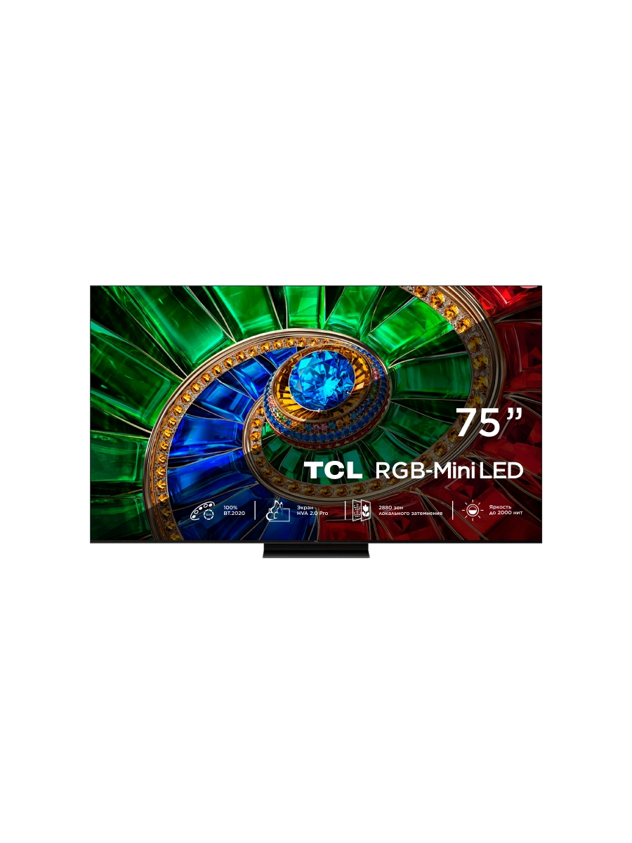 Телевизор TCL 75RM7L 75" QLED, 4K Ultra HD, черный, смарт ТВ, Google TV
